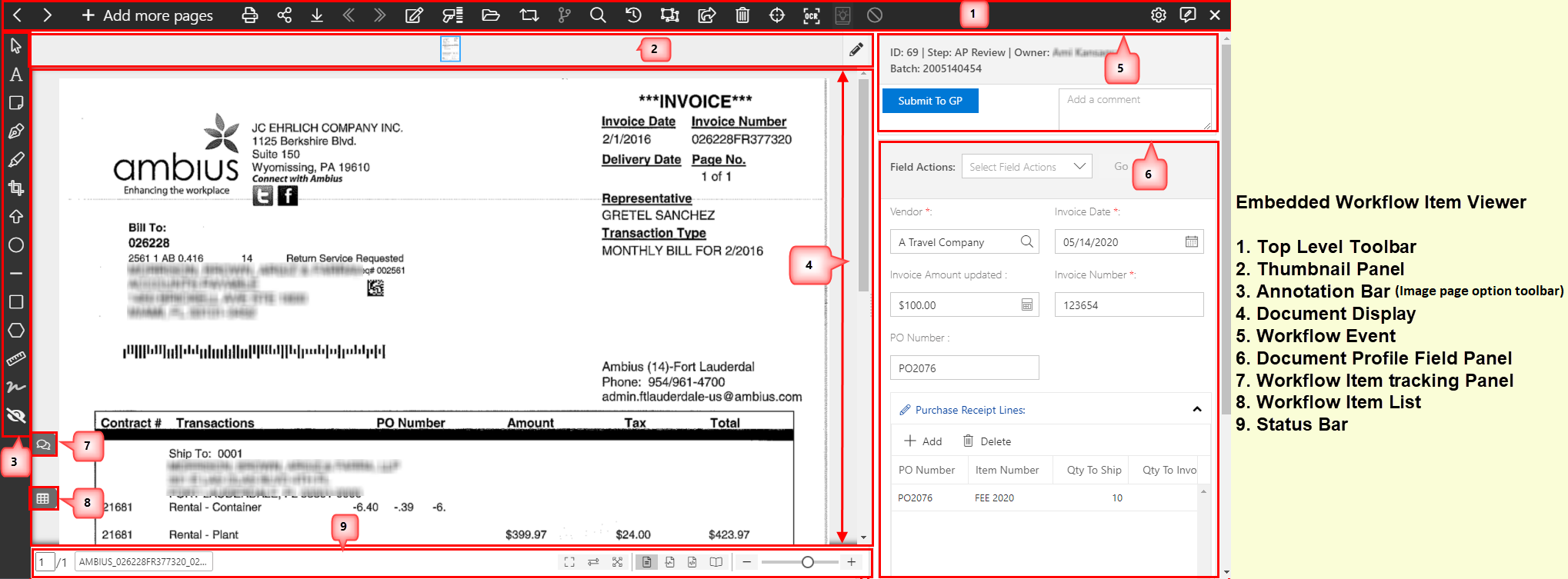 Embedded Workflow item viewer