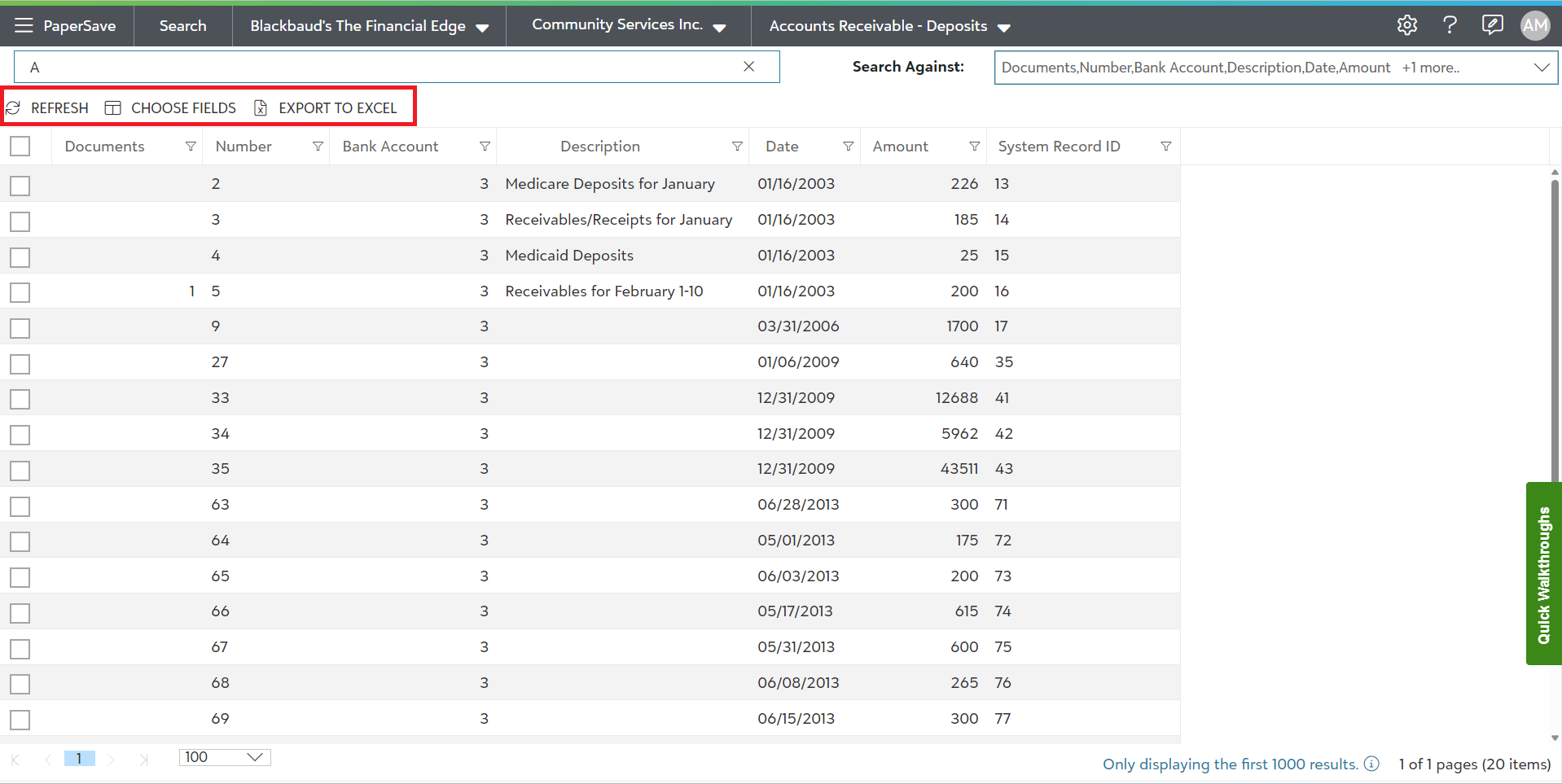 Integrated App Search List toolbar